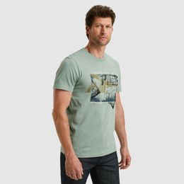 PME-Legend T-Shirt PME LEGEND, Herren, Gr. L, silber blau, Jersey, Obermaterial: 100% Baumwolle, bedruckt, regular fit normal, Rundhals, gerader Abschluss, Shirts T-Shirt, mit Print