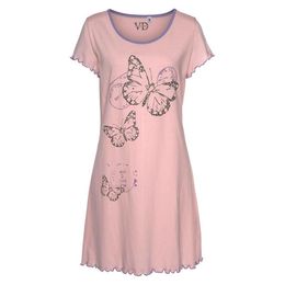 Vivance Dreams Nachthemd pink Gr. 32/34 für Damen. Rundhals und Druck. Bequem. Nachhaltig.