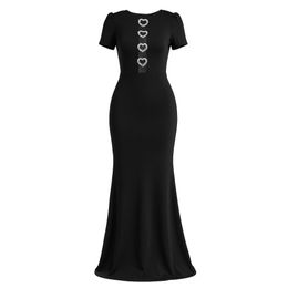 Goddiva Maxikleid Damen Größe 44 schwarz Winterkleid