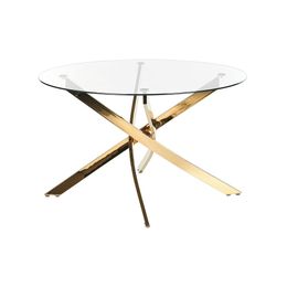 Beliani Esszimmertisch MARAMO in Transparent/Gold - (W) 120 x (H) 75 x (L) 120 cm | Gr.: onesize