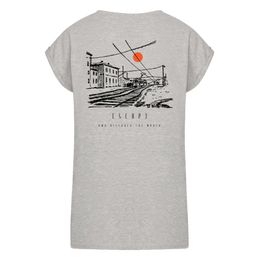 F4NT4STIC Extended Shoulder T-Shirt Discover the World Train Station in grau meliert | Gr.: XL