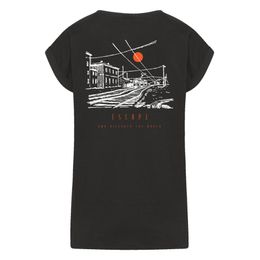F4NT4STIC Extended Shoulder T-Shirt Discover the World Train Station in schwarz | Gr.: M