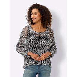 Heine 2-in-1-Pullover in schwarz-weiß-meliert | Gr.: 38
