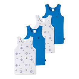 Schiesser Unterhemd / Tanktop Kids Boys Feinripp Organic Cotton in Blau / Wei&szlig; Fu&szlig;ball | Gr.: 92