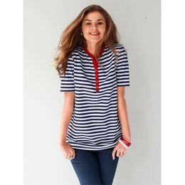 Sieh an! Shirt in wei&szlig;-marine-gestreift | Gr.: 38