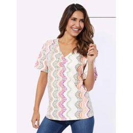 Sieh an! V-Shirt in ecru-khaki-bedruckt | Gr.: 38