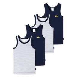 Schiesser Unterhemd / Tanktop Kids Boys Feinripp Organic Cotton in Blau / Wei&szlig; gestreift | Gr.: 116