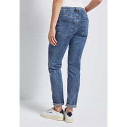 Loose-fit-Jeans Street One, Damen, Gr. 25, Länge 30, mid blau random washed, Jeans, 82% Baumwolle, 16% Polyester, 2% Elasthan, unifarben, lang, Jeans, Middle Waist
