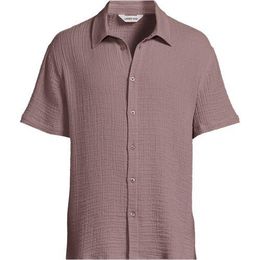 LANDS' END Doppellagiges Kurzarm-Hemd, Herren,  Pink, by Lands' End