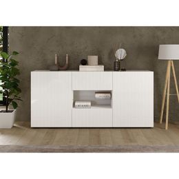 Inosign Sideboard »Rio Breite 181 cm, Kommode mit 2 Türen u. 2 Schubkästen, « geriffelte MDF-Fronten, modern u. elegant, viel Stauraum Weiß...