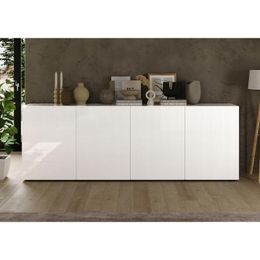 Inosign Sideboard &raquo;Rio Breite 240 cm, Kommode mit 4 T&uuml;ren, Anrichte,&laquo; geriffelte MDF-Fronten, modern u. elegant, viel Stauraum wei&szlig; FSC -