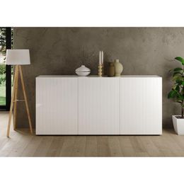 Inosign Sideboard &raquo;Rio Breite 181 cm, Kommode mit 3 T&uuml;ren, Anrichte,&laquo; geriffelte MDF-Fronten, modern u. elegant, viel Stauraum wei&szlig; FSC -
