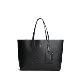 Tommy Hilfiger Tragetasche »TH ICON TOTE MONO«, Damen Schultertasche, Shopper mit geprägten Logoinitialen schwarz