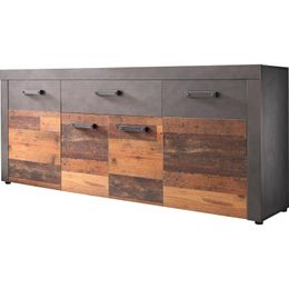 Inosign Sideboard »Ilana« Sideboard mit 4 Türen & 1 Schublade - (B/T/H) 178/40/76 cm Graphit Grau Matera - Old Wood farben 0 Sideboard, Maße 178 cm...
