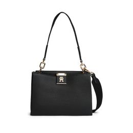 Tommy Hilfiger Satchel »TH HER MED SATCHEL«, Damen Handtasche, Tragetasche, Umhängetasche mit TH- Steckverschluss schwarz