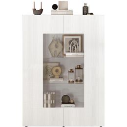 Inosign Vitrine &raquo;RIO, H&ouml;he 166 cm, Hochschrank mit 2 T&uuml;ren, Anrichte, Standvitrine&laquo; Vitrinenschrank, geriffelte MDF-Fronten, modern, elegant, ger&auml;umig