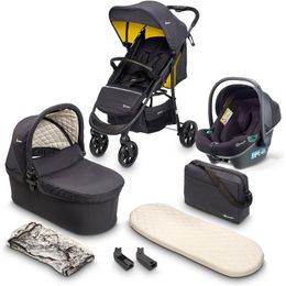 BABYGO Kombi-Kinderwagen »Style - 3in1« inkl. Babyschale mit Adaptern u. Wickeltasche mustard