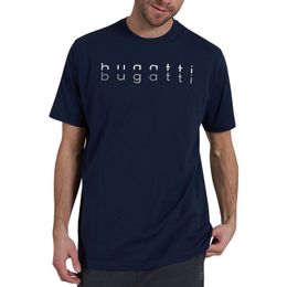 Bugatti T-Shirt &raquo;Palermo&laquo; Kurzarm, Rundhalsausschnitt, mit Logo, bequem, leicht, Baumwollmix blau-dunkel-uni 50 50 Shirt von Bugatti