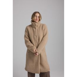 Manisa Fellimitatmantel Teddy-Plüsch-Mantel mit Knöpfen beige 46 46 Manisa Teddy-Fakefurmantel für Damen