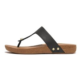 fitflop Zehentrenner »IQUSHION LEATHER TOE-POST SANDALS«, Sommerschuh mit iQushion-Technologie für langen Tragekomfort schwarz 39 39 Schicker...