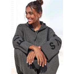 ELBSAND Kapuzenpullover mit Logostickerei, Loungewear Anthrazit 32/34 32/34 Weicher, elastischer Strick-Hoodie