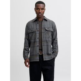 Jack & Jones JACK & JONES Langarmhemd »JPRRAYLE MELANGE CHECK L/S OVERSHIRT SN« Dark Grey L - N-Gr N-Gr L Cooles Hemd von Jack & Jones