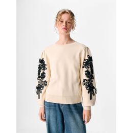 Object Pullover 'OBJJOANA' Damen Gr&ouml;&szlig;e M creme / schwarz