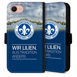 DeinDesign iPhone 16e Handy Klapph&uuml;lle Handyh&uuml;lle aus Kunst Leder schwarz Flip Case Official Licensed Product Sv Darmstadt 98 Coat Of Arms Sideflip mit Lasche
