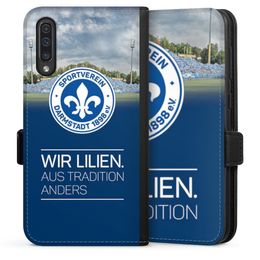 DeinDesign Galaxy A50 Handy Klapph&uuml;lle Handyh&uuml;lle aus Kunst Leder schwarz Flip Case Official Licensed Product Sv Darmstadt 98 Coat Of Arms Sideflip mit Lasche