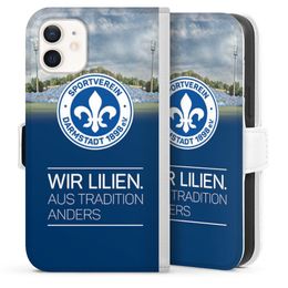 DeinDesign iPhone 12 mini Handy Klapph&uuml;lle Handyh&uuml;lle aus Kunst Leder wei&szlig; Flip Case Official Licensed Product Sv Darmstadt 98 Coat Of Arms Sideflip mit Lasche