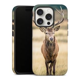 DeinDesign iPhone 15 Pro Handy Panzer Handyh&uuml;lle robuste Outdoor H&uuml;lle Schutzh&uuml;lle matt Forrest Deer Meadow Tough Case
