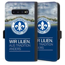DeinDesign Galaxy S10 Plus Handy Klapph&uuml;lle Handyh&uuml;lle aus Kunst Leder schwarz Flip Case Official Licensed Product Sv Darmstadt 98 Coat Of Arms Sideflip mit 