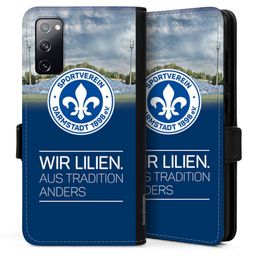 DeinDesign Galaxy S20 Handy Klapph&uuml;lle Handyh&uuml;lle aus Kunst Leder schwarz Flip Case Sv Darmstadt 98 Official Licensed Product Coat Of Arms Sideflip mit Lasche