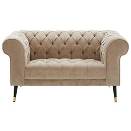 Chesterfield-Sofa Home Affaire "Tinnum", beige, B:150cm H:77cm T:87cm, Luxus-Microfaser Vintageoptik (66% PU, 27% Polyester, 7% Baumwolle);Struktur weich( 97% Polyester, 3% Polyacryl), Sofas
