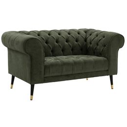 Chesterfield-Sofa Home Affaire "Tinnum", grün (olive), B:150cm H:77cm T:87cm, Luxus-Microfaser Vintageoptik (66% PU, 27% Polyester, 7% Baumwolle);Struktur weich( 97% Polyester, 3% Polyacryl), Sofas