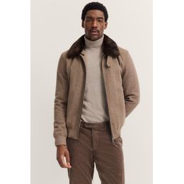 Wolljacke Bugatti "Modern Fit", Herren, Gr. 48, 40, beige, 70% Wolle, 30% Polyester, unifarben, normal, Bündchen, Jacken, mit abnehmbarem Kunstfellkragen