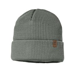 Beanie MaxiMo, Jungen, Gr. 53, grün (khaki grau), Fleece, Baumwolle, unifarben, Mützen, aus Baumwolle, wärmend, gefüttert, unifarben