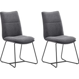 Stuhl MCA furniture "Hampton", grau (anthrazit, schwarz matt lackiert), B:48cm H:94cm T:65cm, Stühle, Kufenstuhl Esszimmerstuhl, 2er Set, mit Griff, Belastbarkeit 120 Kg, Sitzhöhe ca. 49 cm
