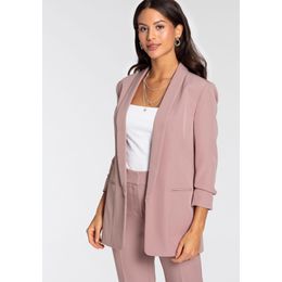 Longblazer Laura Scott, Damen, Gr. 38, rosa, Web, Obermaterial: 90% Polyester, 10% Elasthan. Futter: 100% Polyester, figurbetont h&uuml;ftbedeckend, Blazer Longblazer, mit gerafften &Auml;rmeln