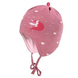 Strickmütze MaxiMo, Mädchen, Gr. 53, rosa (foxglove, dunkelpink), Strick, Baumwolle, mehrfarbig, Mützen, Baumwolle, gefüttert, zum Binden