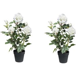 Künstliche Pflanze Rosenbusch, Kunststofftopf, VE 2 Stk, Höhe 580 mm, weiß kaiserkraft