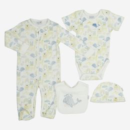 Little 4-teiliges weißes Baby-Bekleidungsset mit Tiermuster