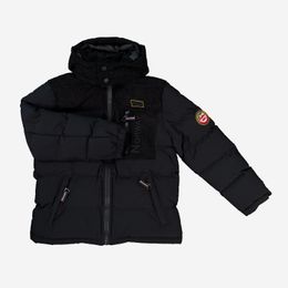 Geographical Norway Schwarze Pufferjacke mit abnehmbarer Kapuze