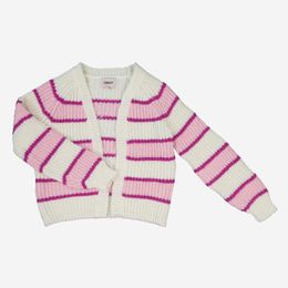 Only Weiße Strickjacke mit rosafarbenem Streifenmuster