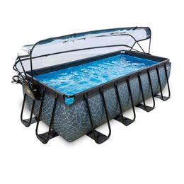 EXIT Frame Pool 400x200x100cm mit Sandfilterpumpe und Abdeckung, versch. Ausf&uuml;hrungen