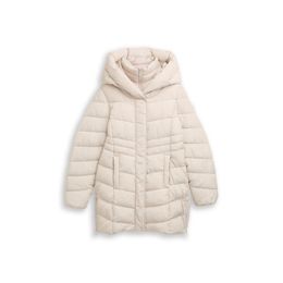 Tom Tailor Damen Puffer-Mantel im 2-in-1-Look, wei&szlig;, Uni, Gr. S