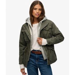 Superdry Damen Jersey Hood Military Borg Jacke Green - Gr&ouml;&szlig;e: 40 20822170006658TQ019