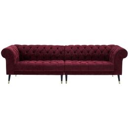 Chesterfield-Sofa Home Affaire "Tinnum", rot, B:263cm H:77cm T:87cm, Luxus-Microfaser Vintageoptik (66% PU, 27% Polyester, 7% Baumwolle);Struktur weich( 97% Polyester, 3% Polyacryl), Sofas