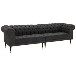 Chesterfield-Sofa Home Affaire "Tinnum", grau (anthrazit), B:263cm H:77cm T:87cm, Luxus-Microfaser Vintageoptik (66% PU, 27% Polyester, 7% Baumwolle);Struktur weich( 97% Polyester, 3% Polyacryl), Sofas