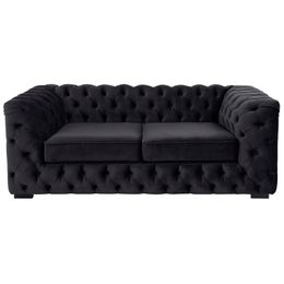 Chesterfield-Sofa Home Affaire "Kalina", schwarz, B:190cm H:67cm T:98cm, Sofas, mit klassischer Chesterfield-Knopfheftung